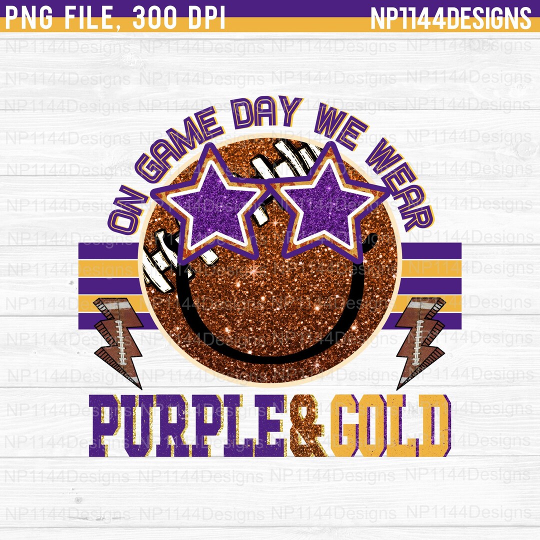 Preppy Football PNG: on Game Day We Wear Purple & Gold, Football Smiley ...