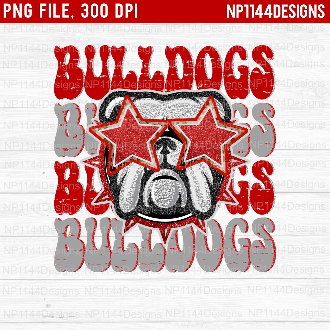 Bulldogs Preppy Mascot PNG, Red Team Spirits, Groovy Sublimation Design ...