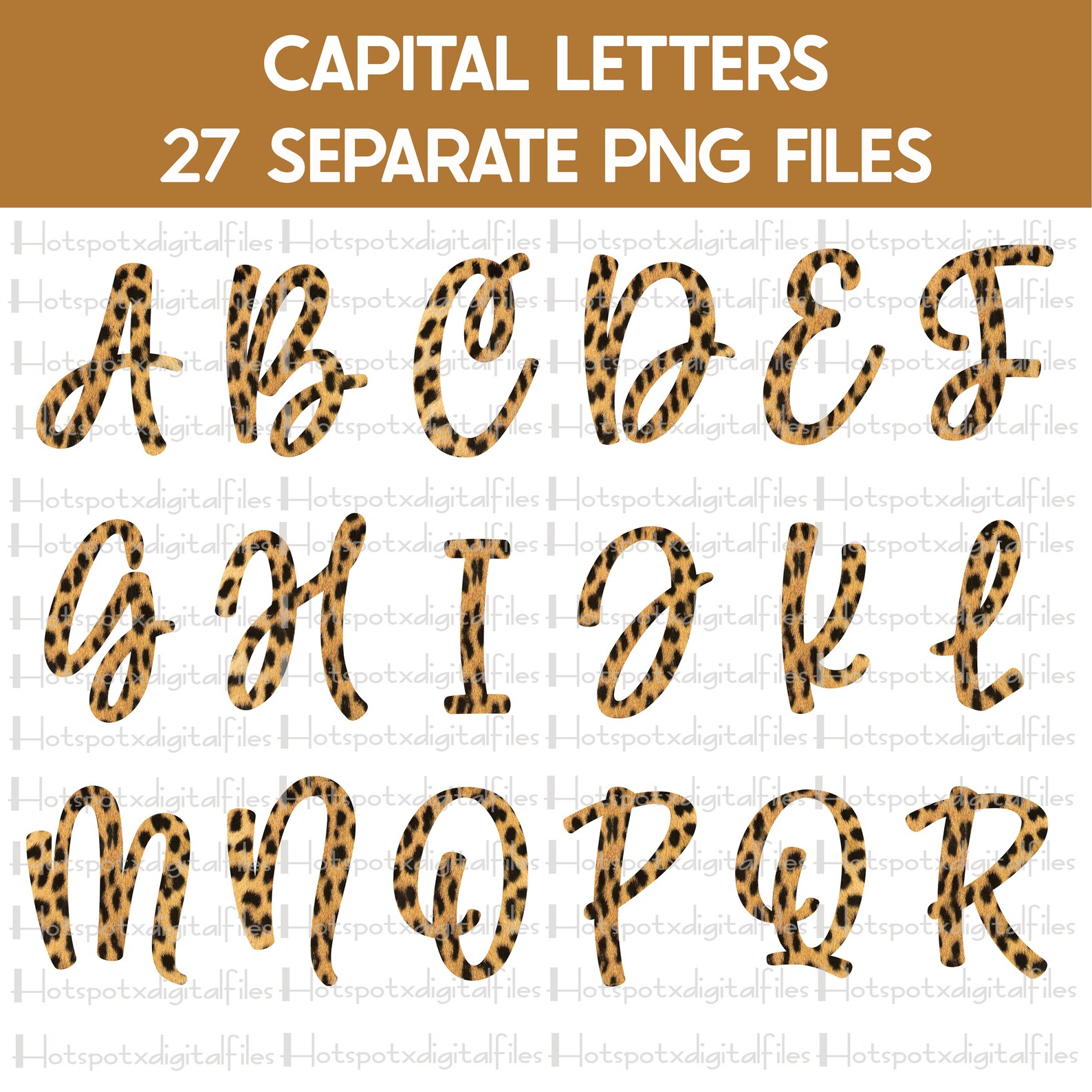 Cheetah print full 53 Alphabet Bundle PNG Sublimation | Etsy