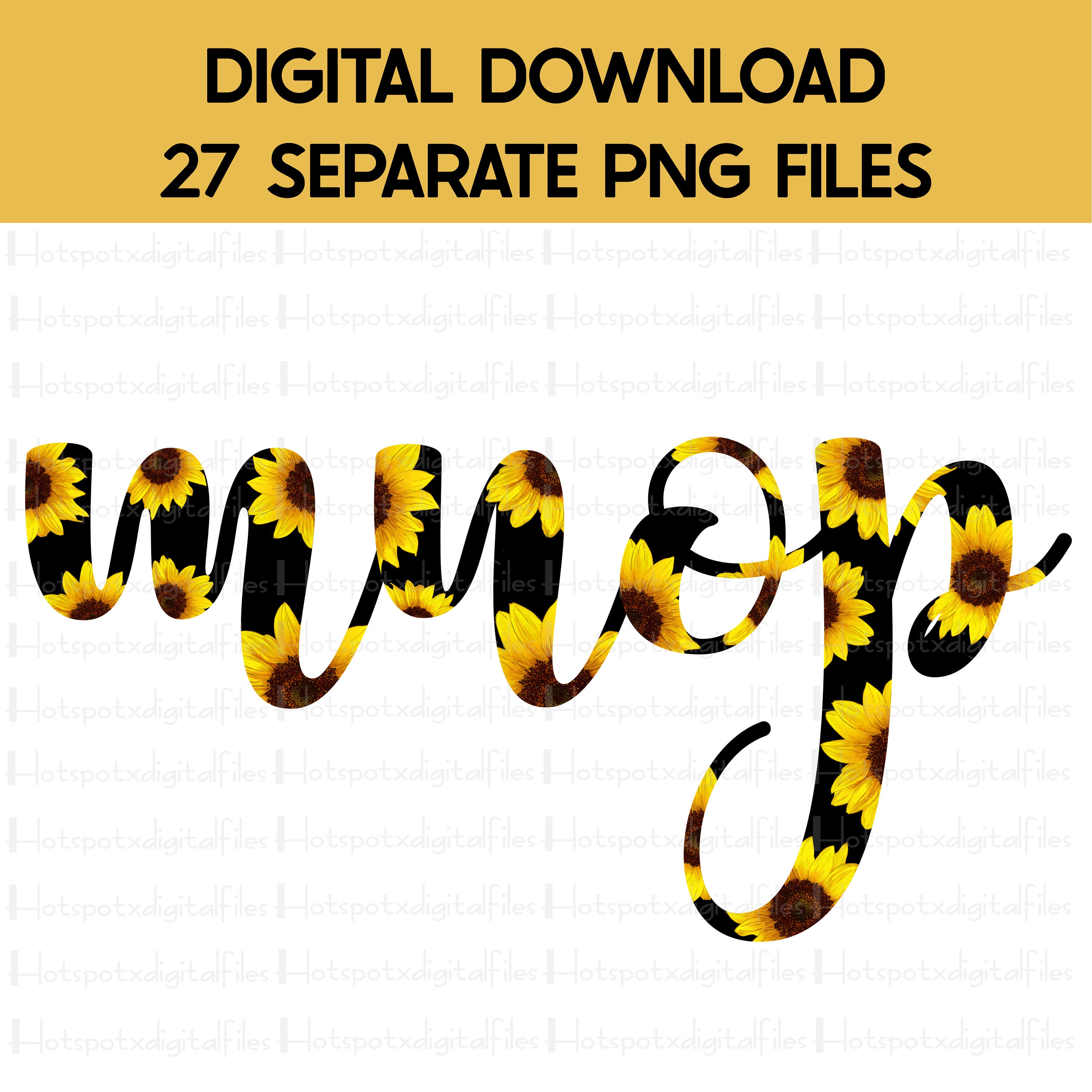 Sunflower Alphabet Bundle PNG Sunflower Letters Sublimation - Etsy