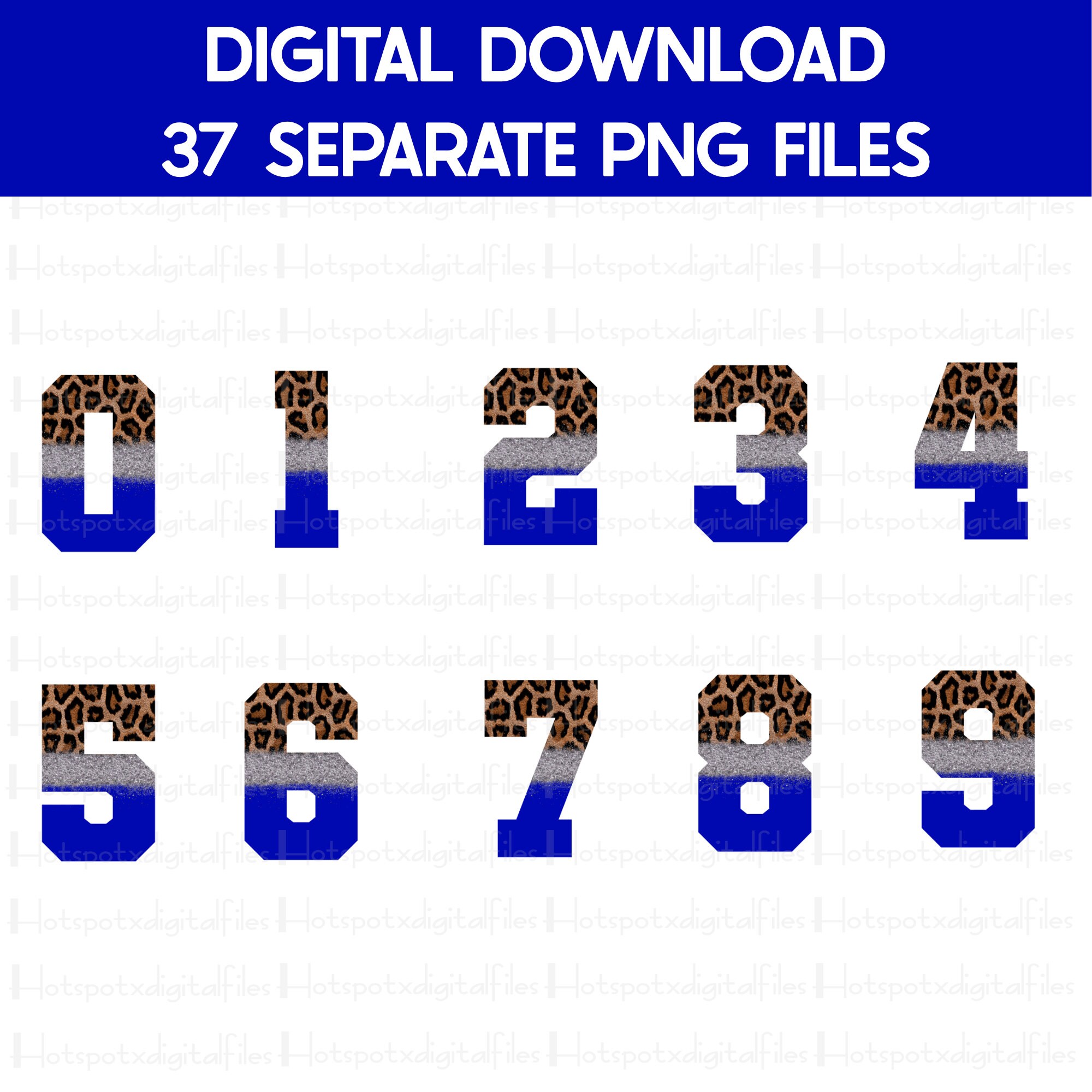 Royal Blue Silver Glitter Leopard Print Alphabet Bundle PNG - Etsy