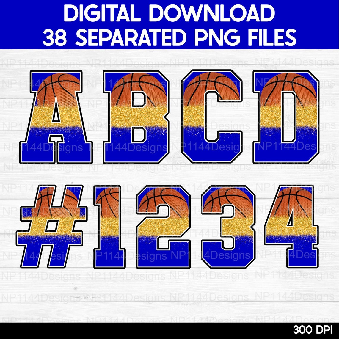 Basketball Royal Blue Yellow Gold Glitter Alphabet Bundle PNG - Etsy
