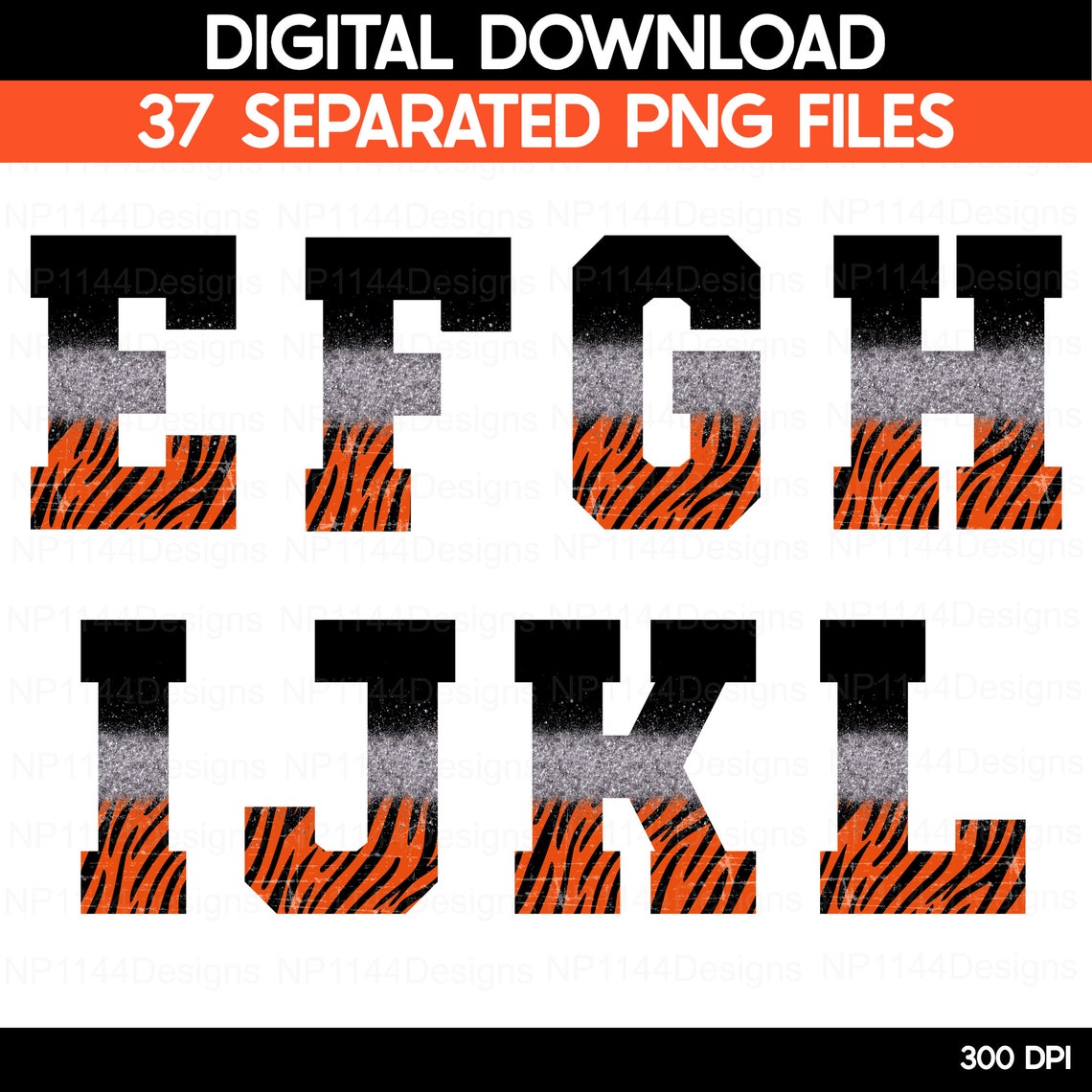 Half Tiger Print Alphabet Bundle PNG Sublimation Elements - Etsy