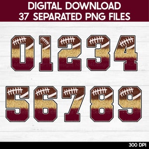 Football Maroon and Gold Alphabet Bundle PNG, Sublimation Elements ...