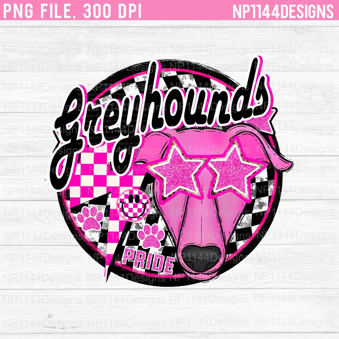 Greyhounds Preppy Mascot PNG, Pink Mascot Sublimation Design, Retro ...