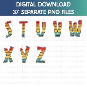 Distressed Retro Summer Alphabet Bundle PNG, Sublimation Elements ...