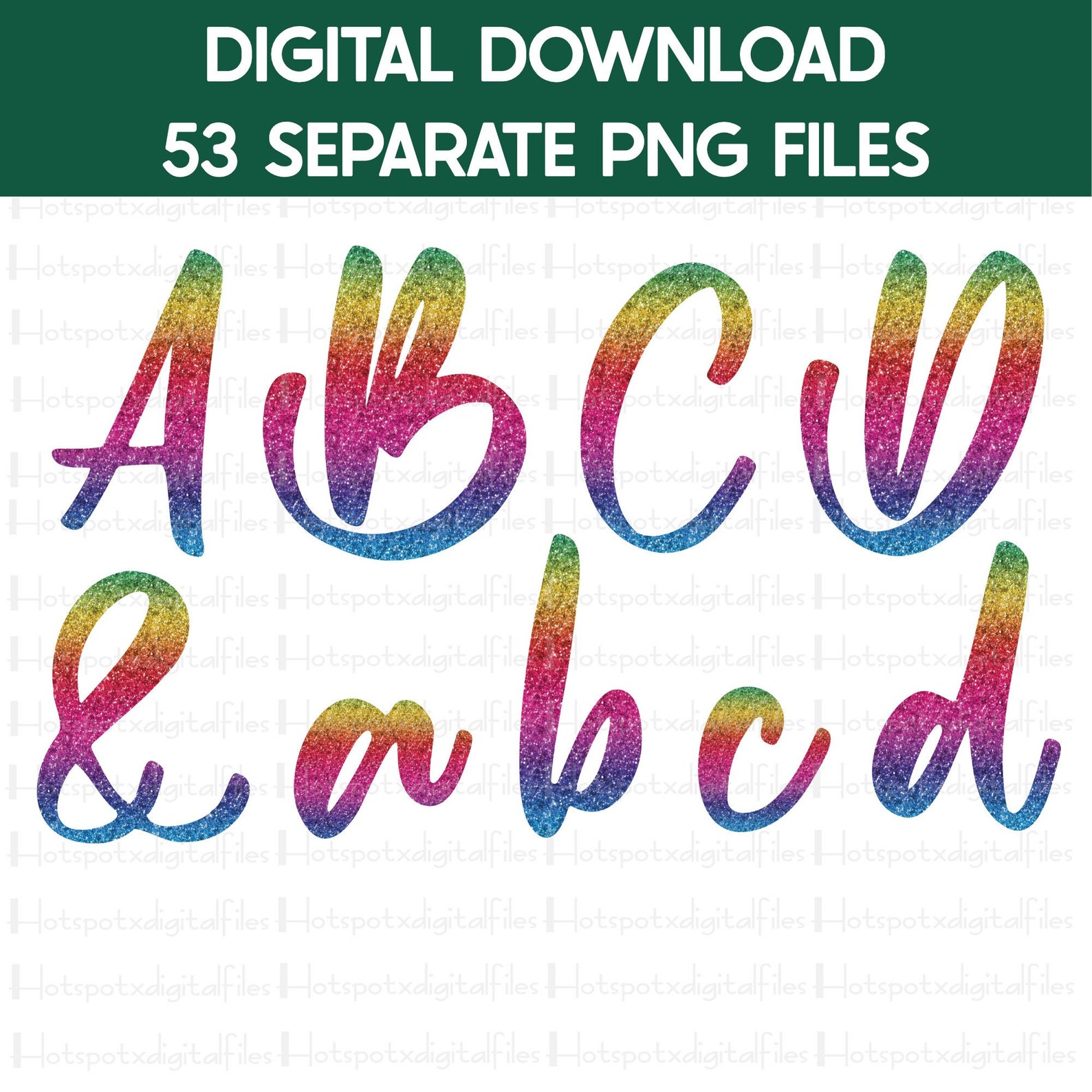 Rainbow Glitter Alphabet Bundle PNG Capital and Small Letters - Etsy