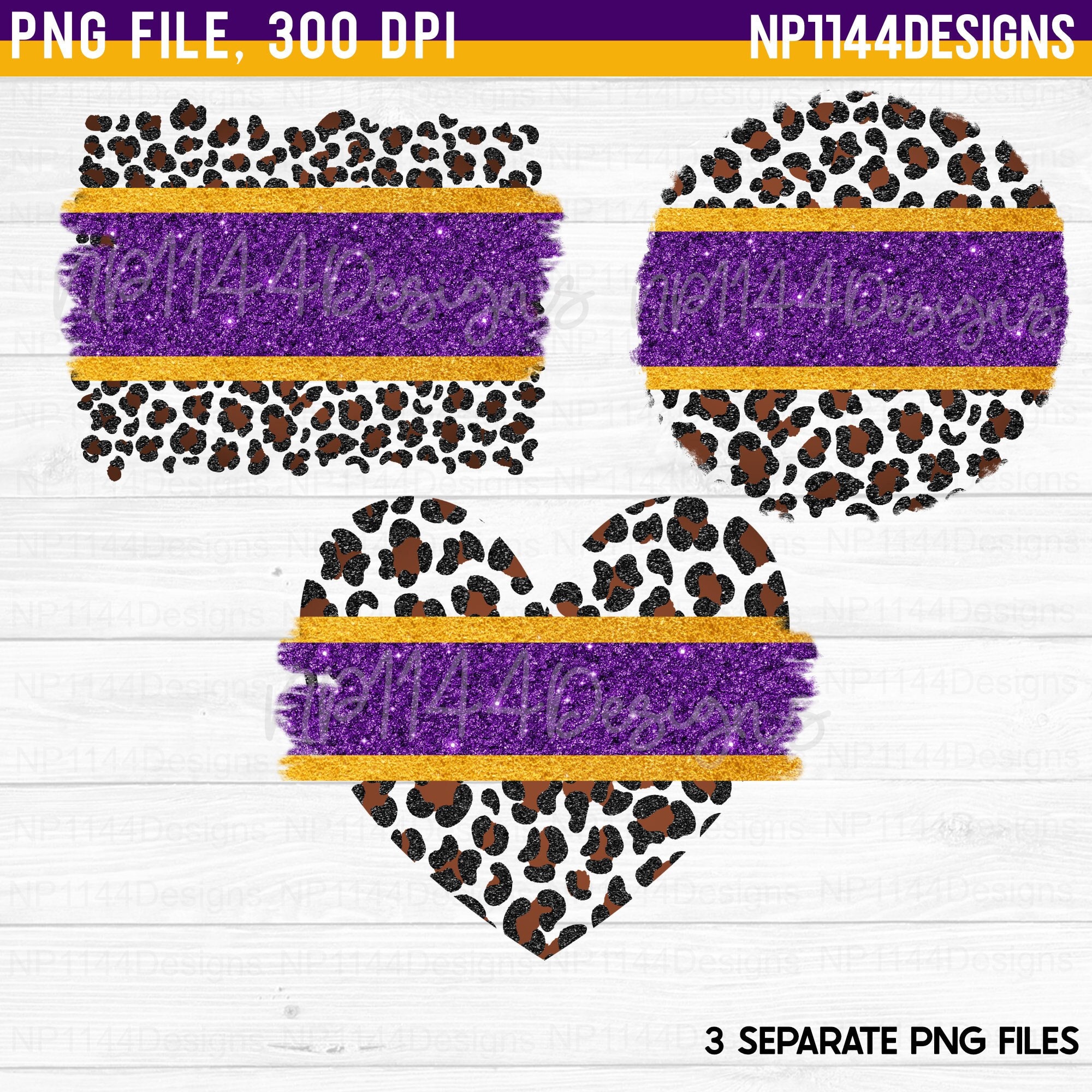Purple Leopard Sublimation Backgrounds: Circle, Heart, Rectangle (PNG ...
