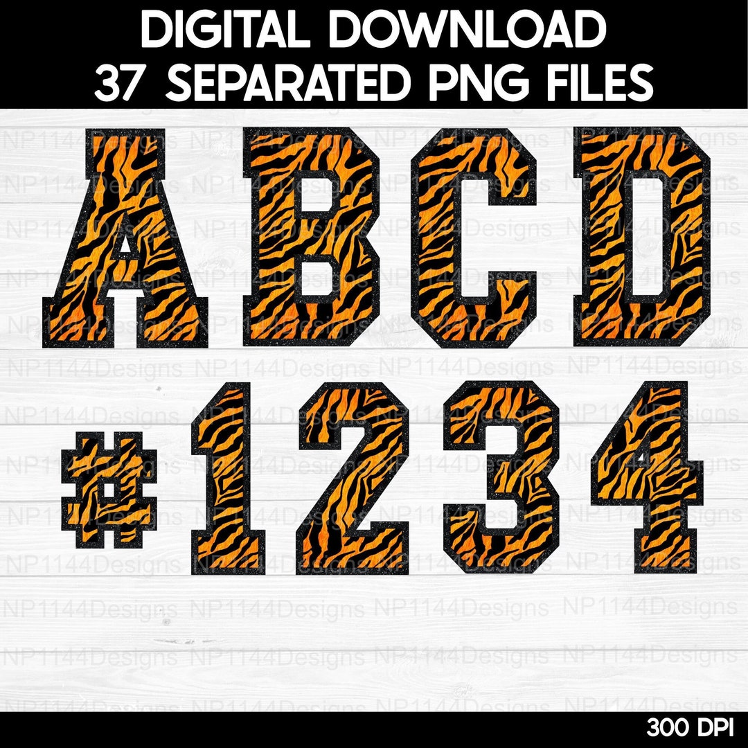 Tiger Print Alphabet Bundle PNG, Tiger Stripes, Sublimation Elements ...