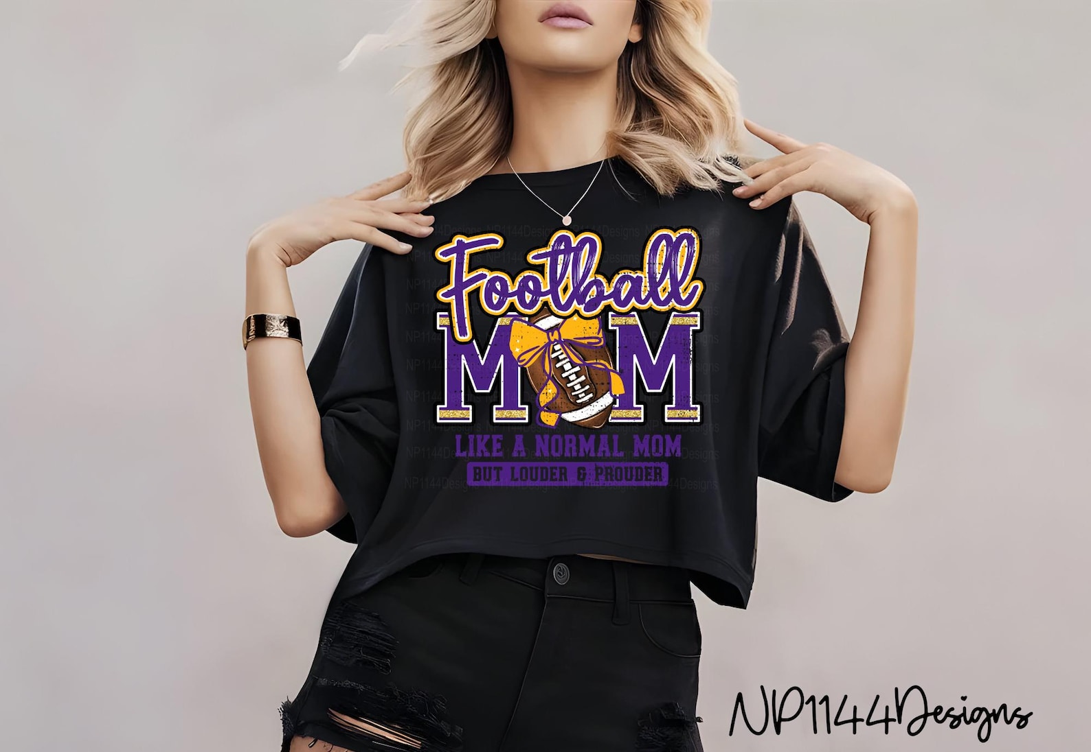 Football Mom PNG: Purple and Gold Team Spirit, Distressed, Sublimation ...