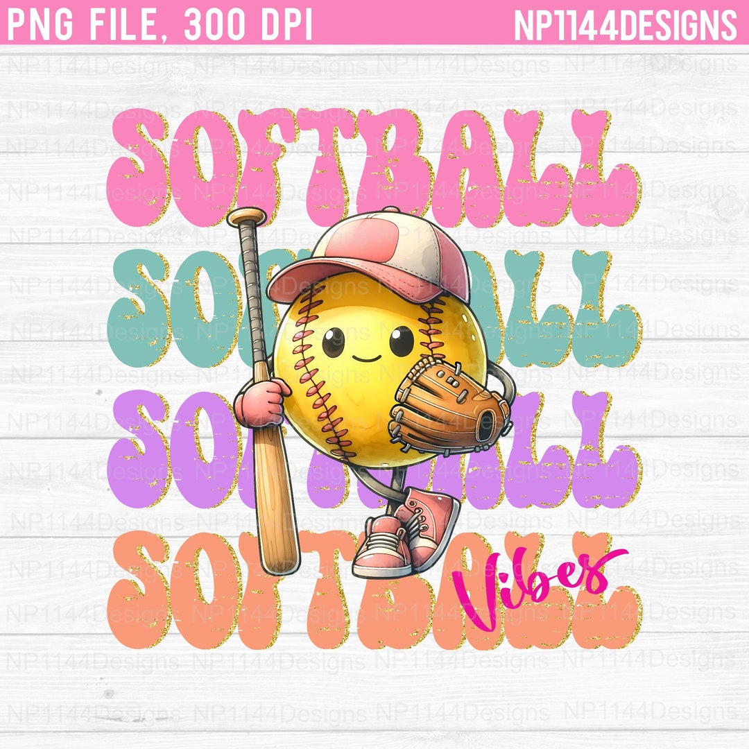 Softball Vibes PNG, Groovy Softball Sublimation Design, Retro ...