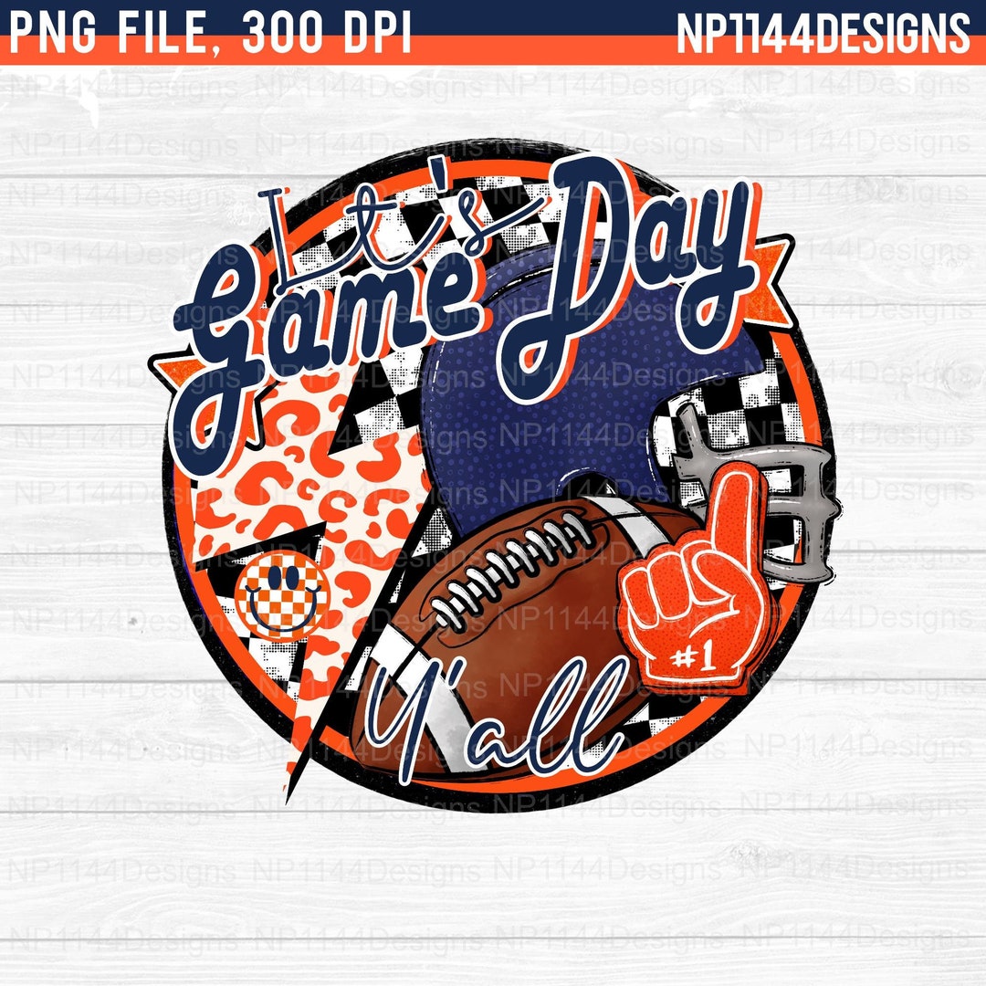 Game Day PNG: Navy Blue & Orange Football Design (digital Download) - Etsy