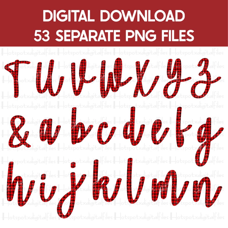 Buffalo Plaid Cursive Alphabet PNG Bundle (digital Download) - Etsy