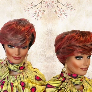 Cristoli WILLOW Short Pixie Wig Human Hair Blend Color SANGRIA - Etsy