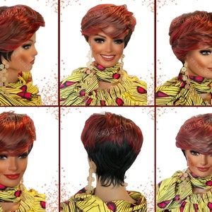 Cristoli WILLOW Short Pixie Wig Human Hair Blend Color SANGRIA - Etsy