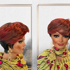 Cristoli WILLOW Short Pixie Wig Human Hair Blend Color SANGRIA - Etsy