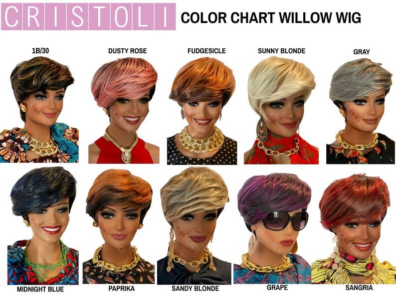 Cristoli WILLOW Short Pixie Wig Human Hair Blend Color SANGRIA - Etsy