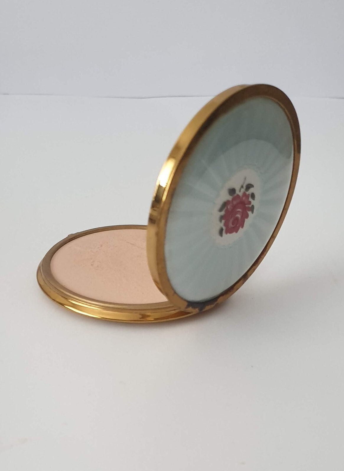 Vintage Powder Compact Rose Design, Powder Compact, Vintage Make Up ...
