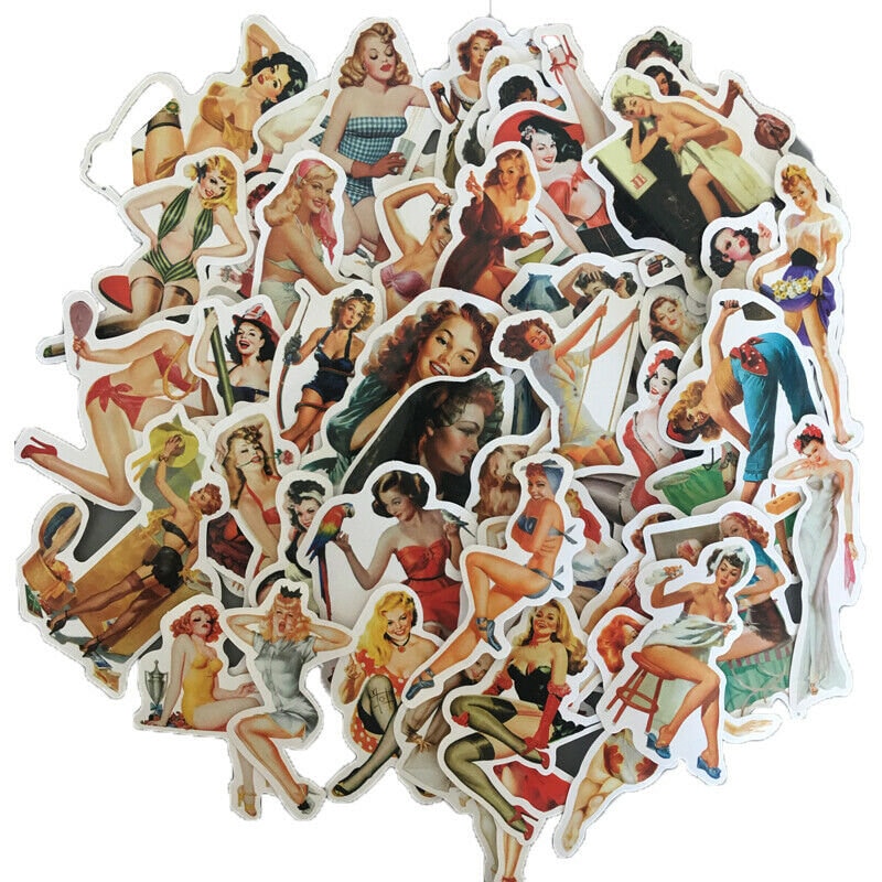 50 Sexy Girls Sticker Pack Retro Girls Stickers Laptop Vinyl Etsy