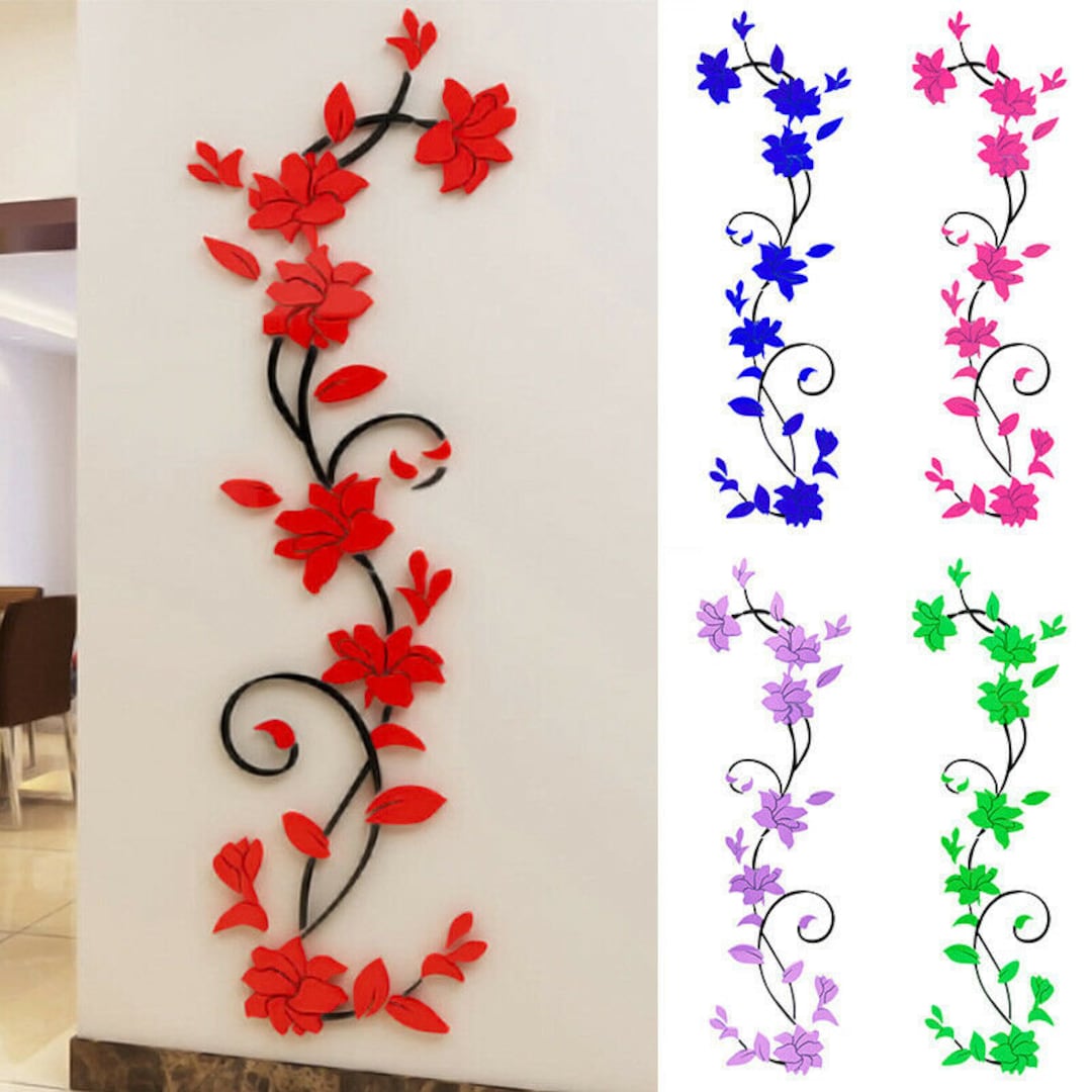 3D Art Flower DIY Wall Sticker Removable Decal Mural Home Room Decor ...