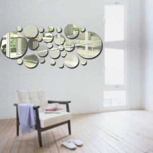 26pcs Mirror Circle Wall Sticker Set Round Acrylic Mirror Wall Sticker ...