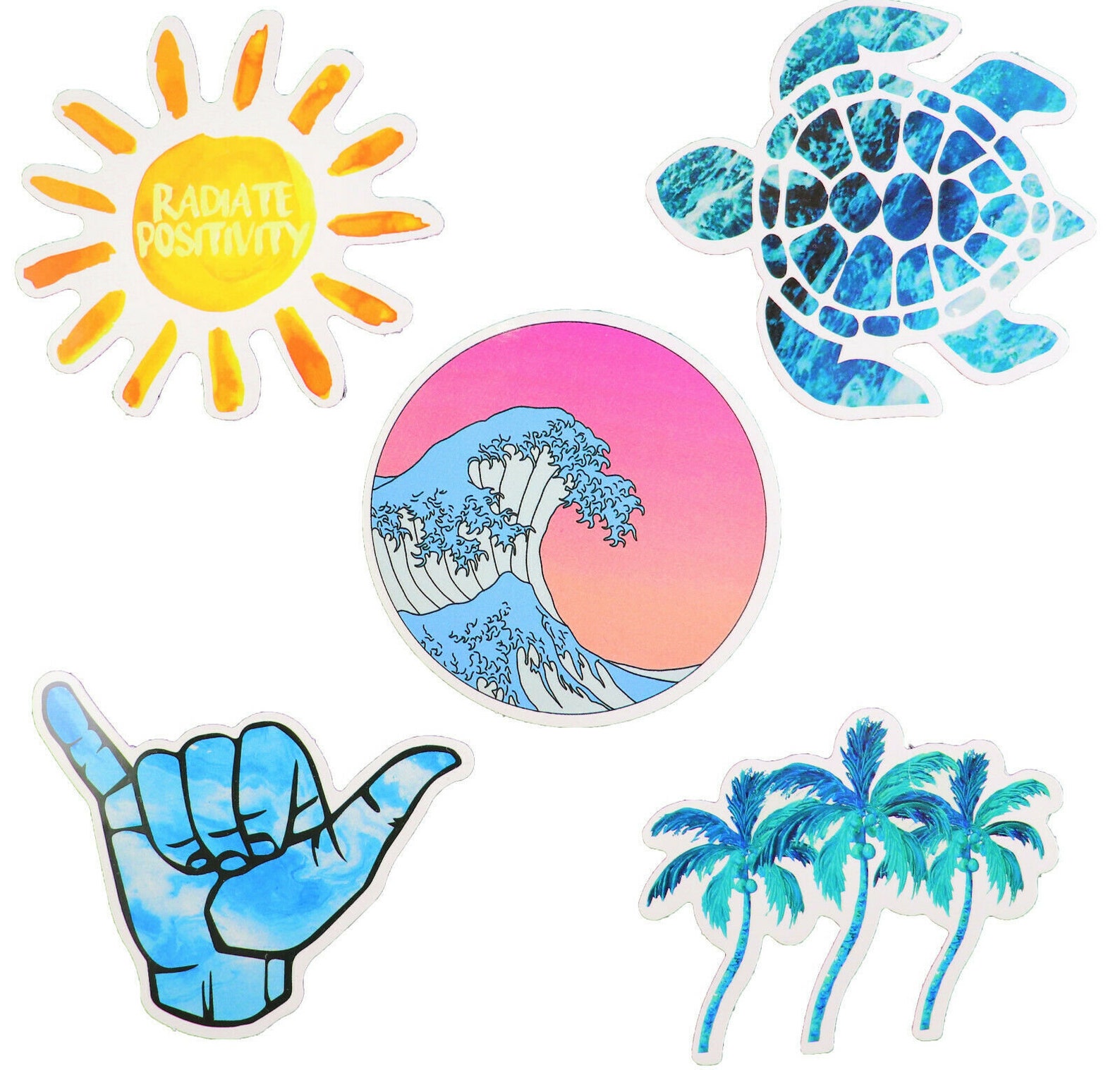 50 Watercolor Beach Surfer Animals Ocean Stickers For Water | Etsy