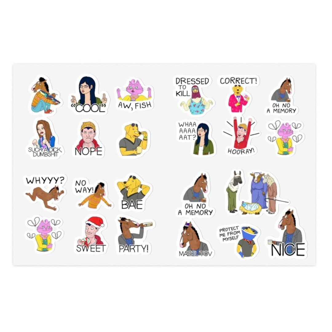 Bojack Horseman Sticker Pack, Custom Monogram Sticker, Bojack Horseman ...