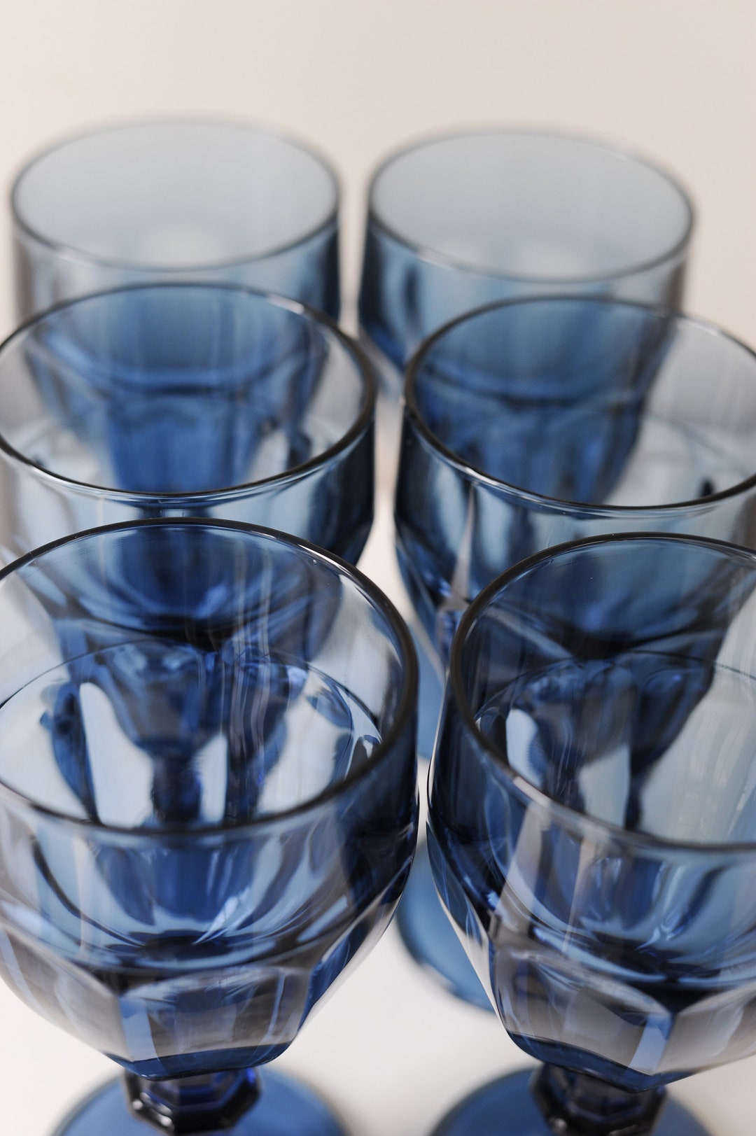 Vintage Dusty Blue Goblet Glasses Set of 6 - Etsy
