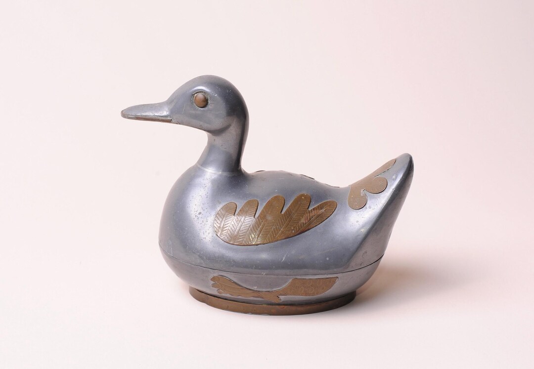 Vintage Metal Duck Container - Etsy