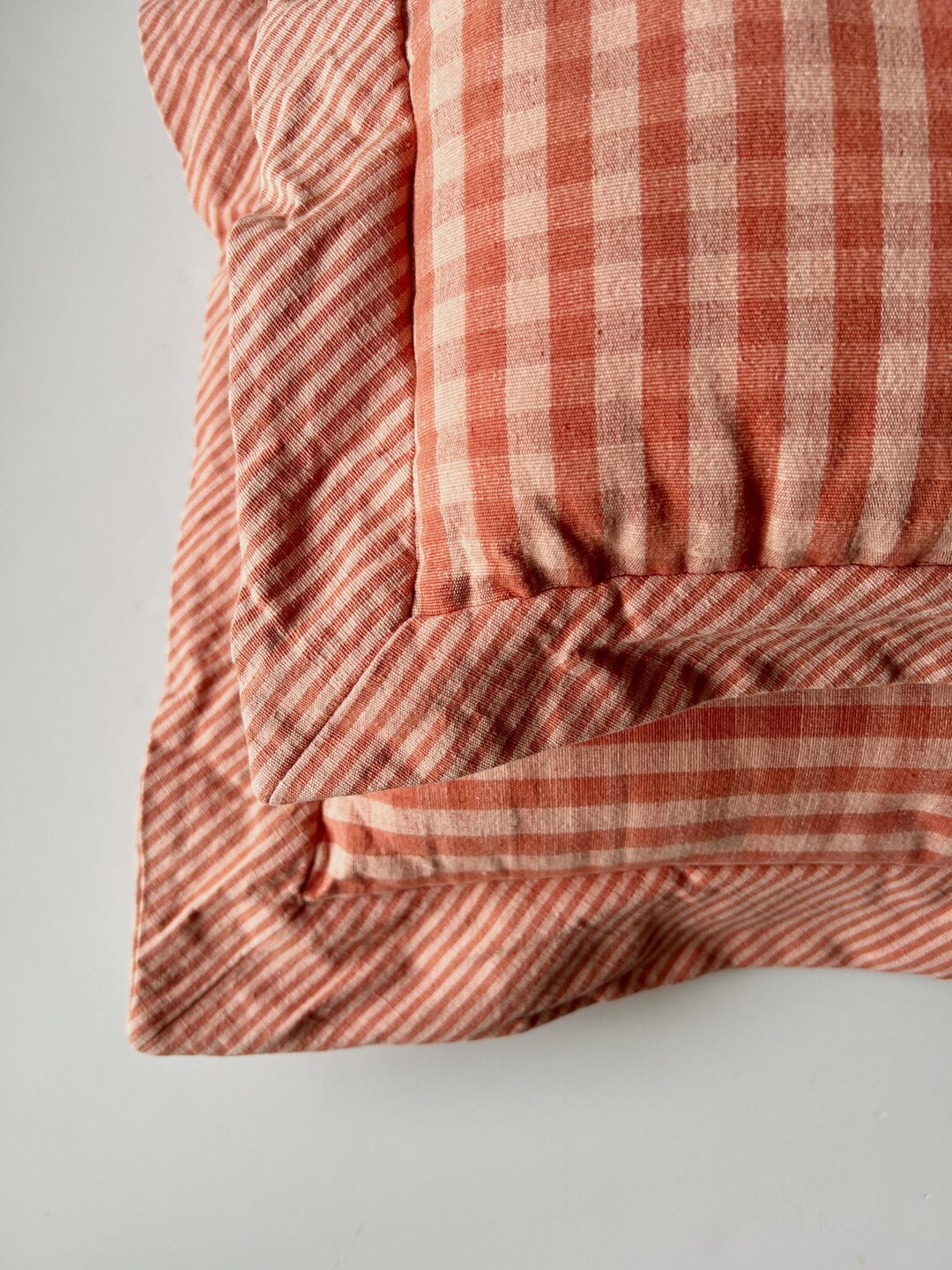Peachy Rust/ Pink Gingham Pillows - Etsy