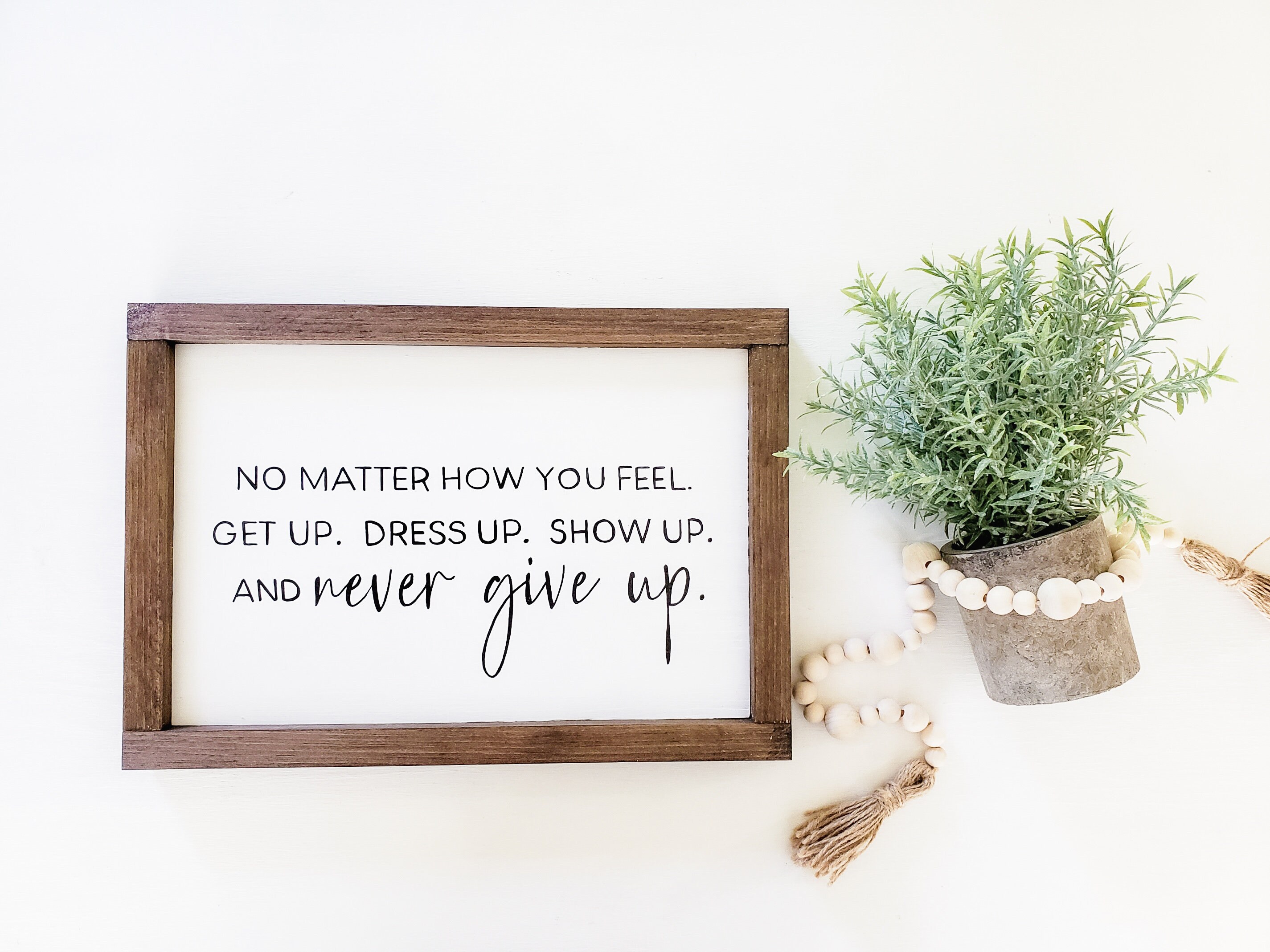 inspirational wood sign inspirational wall decor Never give up sign ...