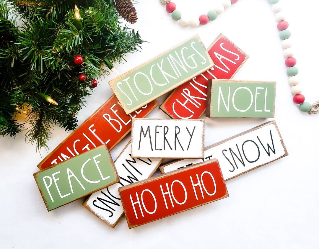 Christmas Tiered Tray Decor Wooden Block Signs Christmas - Etsy Canada