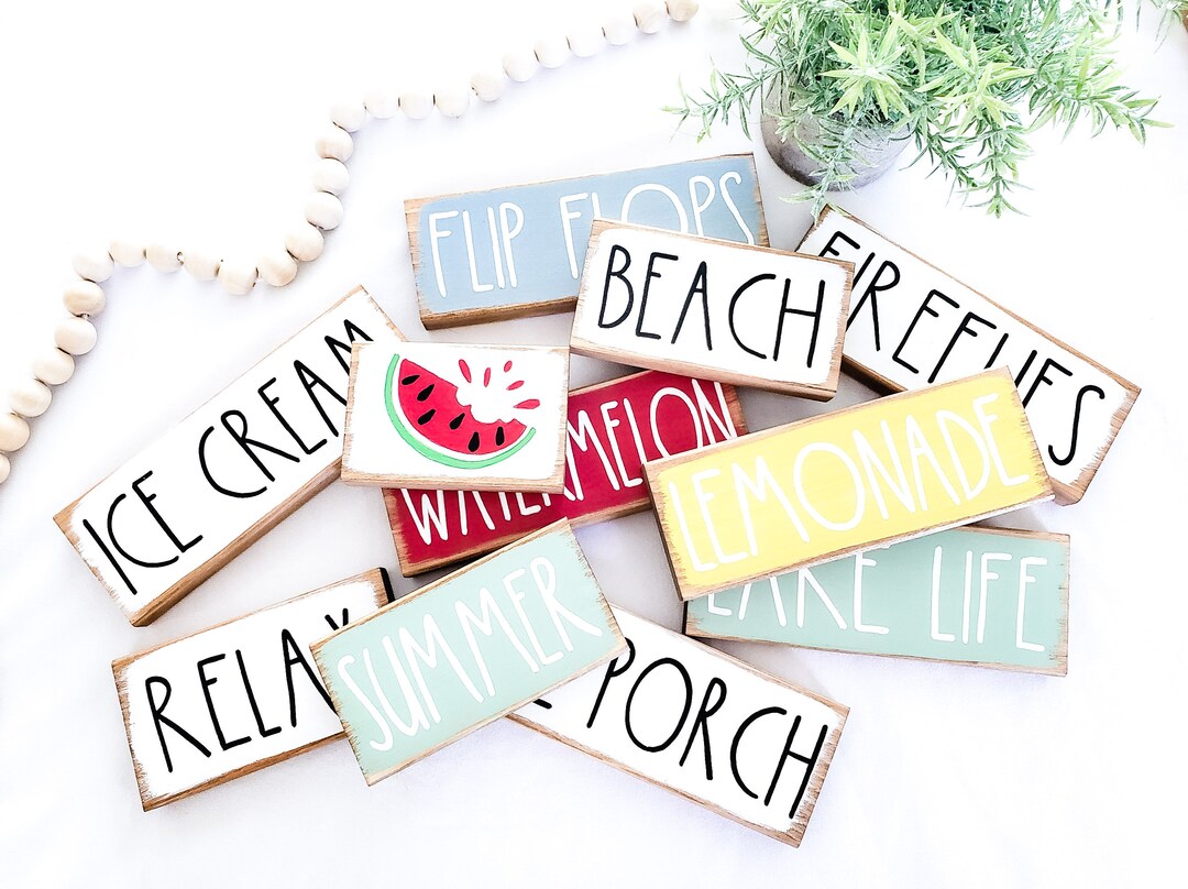 Summer Tiered Tray Decor Summer Signs Wooden Block Signs Summer Shelf ...