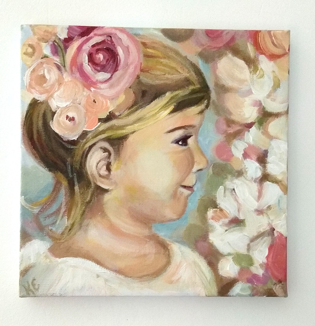 Little Agel, Original Painting on Canvas, Painting in Calm Colors With ...