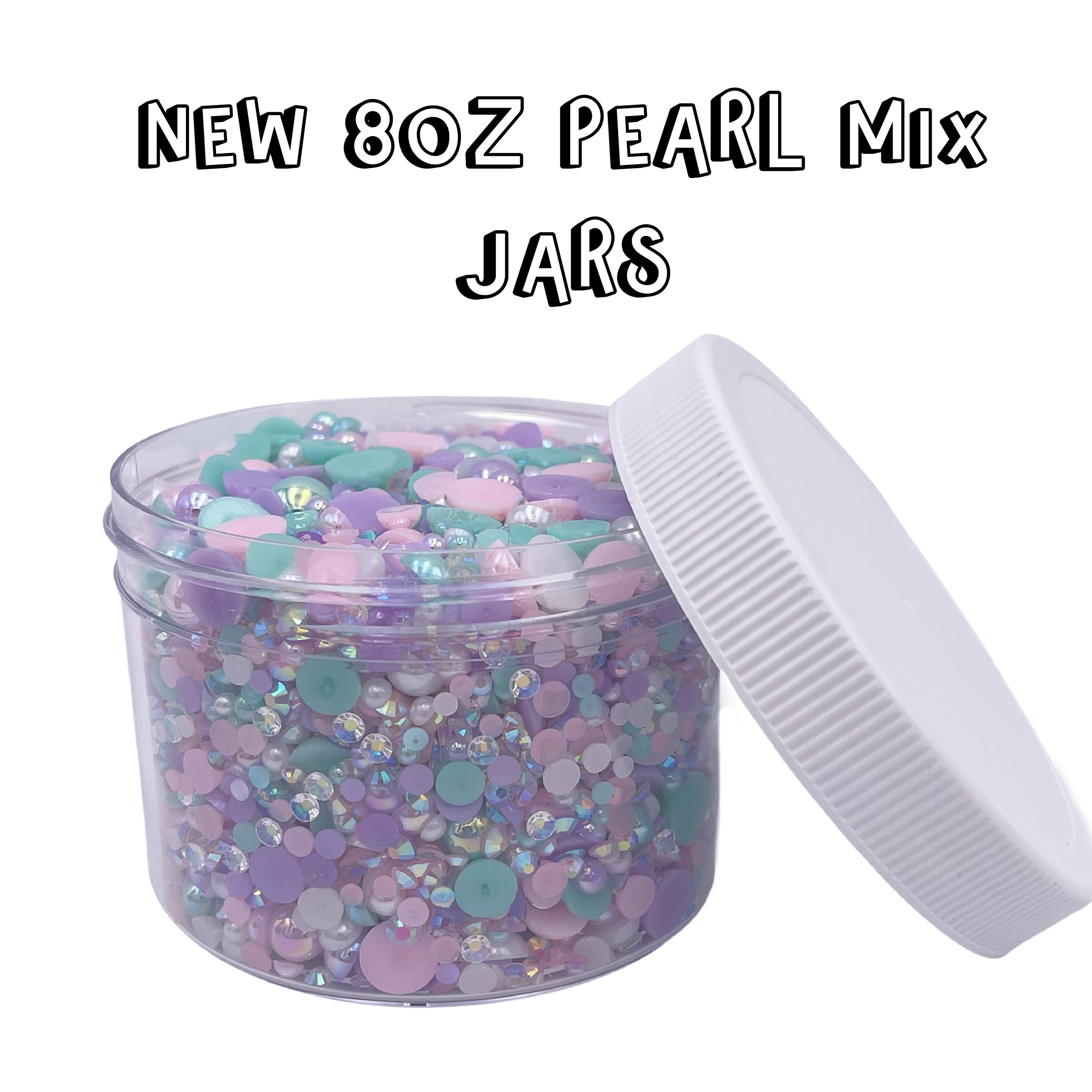 Bulk Pearl Mix Jars, Flatback Pearl and Rhinestones Mixes in 6oz or 8oz ...
