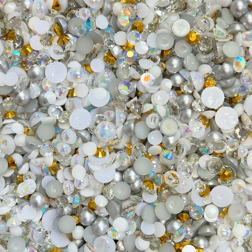 Peacock Pearl Mix Flatback Pearls and Rhinestone Mix Sizes - Etsy