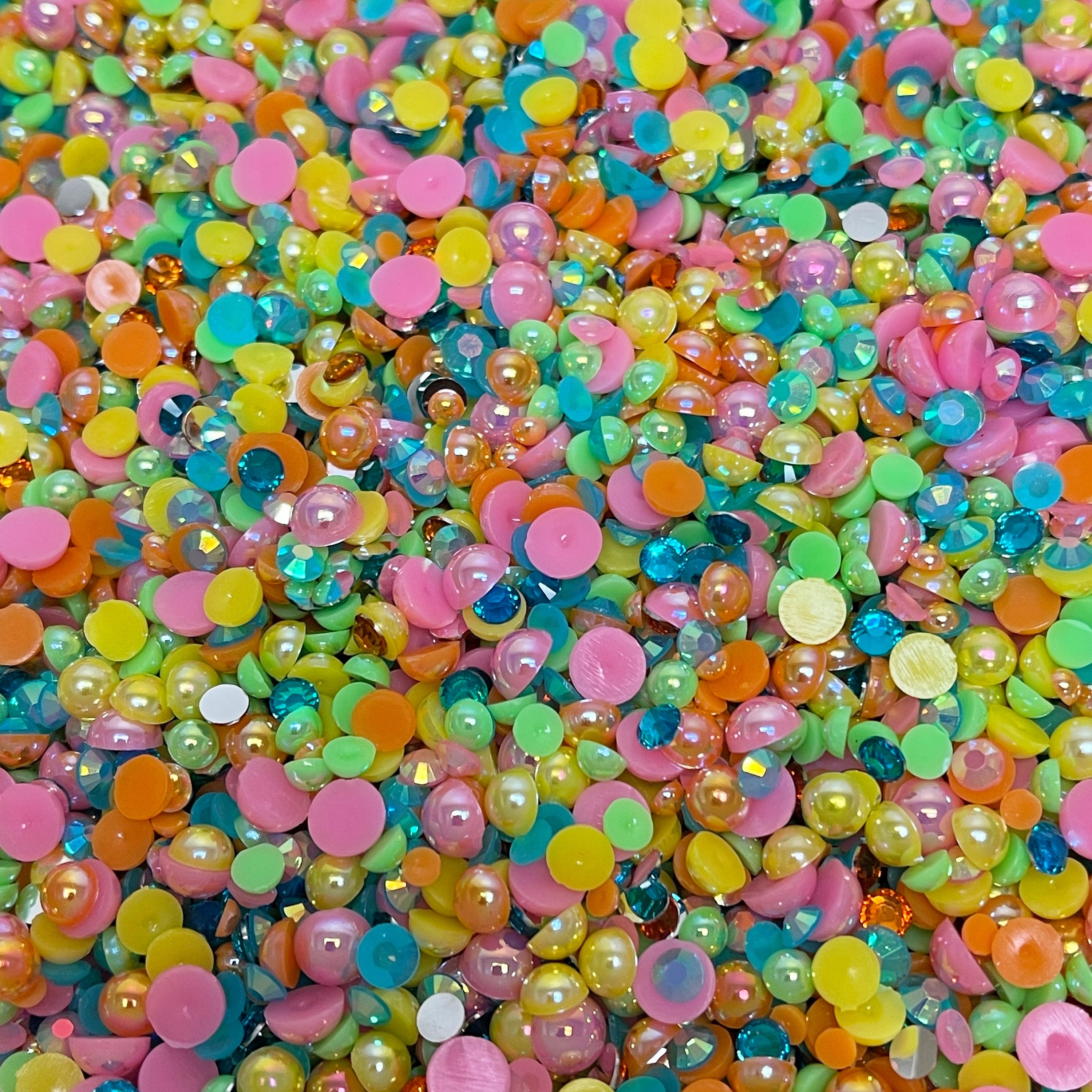 Neon Lights Pearl Mix Flatback Pearls and Rhinestone Mix - Etsy