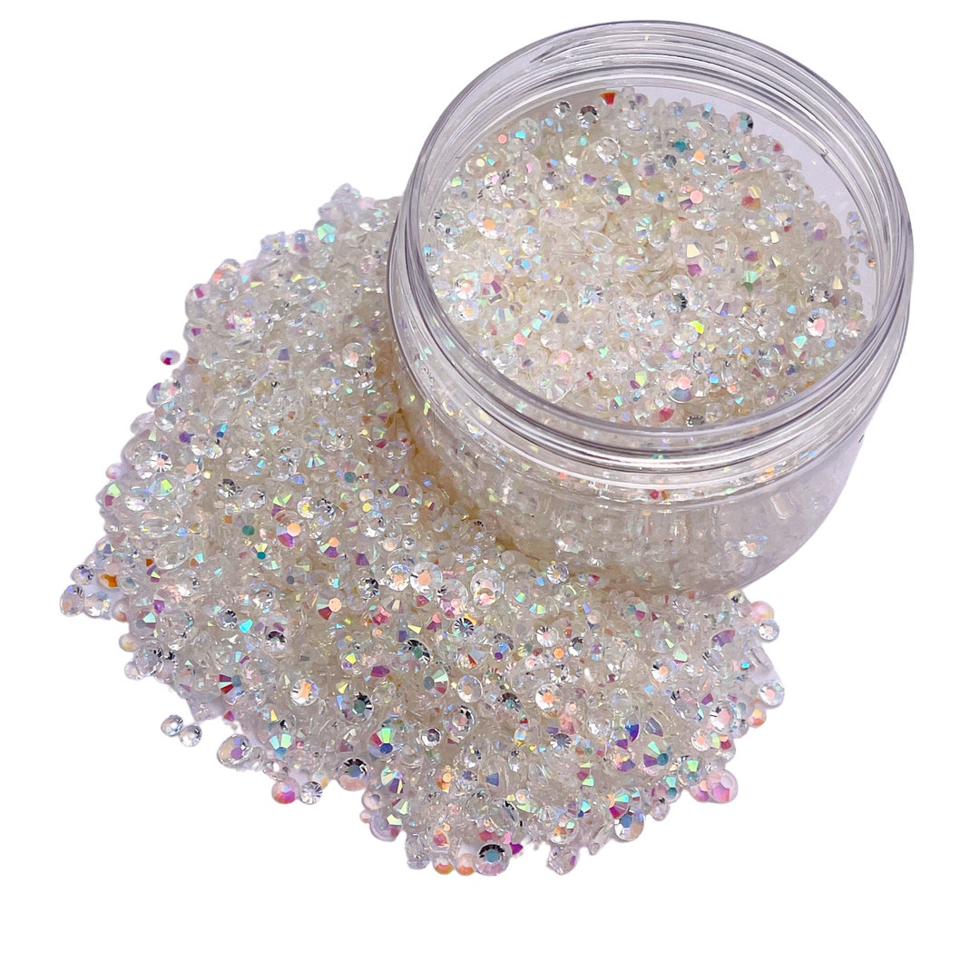 Transparent AB Mixed Size Jelly Resin Rhinestone 4oz Jar, Mixed Sized 2 ...