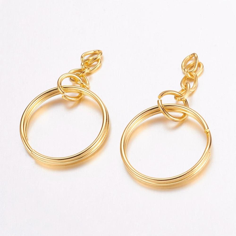 20 Gold Plated Keychain Ring With Chain Iron Key Clasps - Etsy