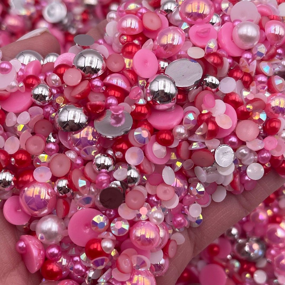 Hugs and Kisses Pearl Mix, Flatback Pearls and Rhinestone Mix, Sizes ...