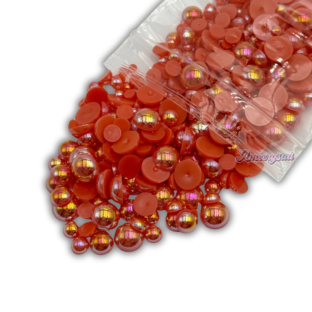 AB Dark Orange Mixed Sizes Flatback Pearl 1000 Pieces, Sizes Range 3MM ...