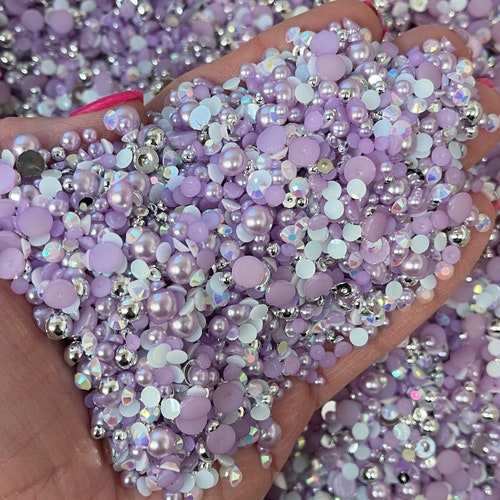 Peacock Pearl Mix Flatback Pearls and Rhinestone Mix Sizes - Etsy