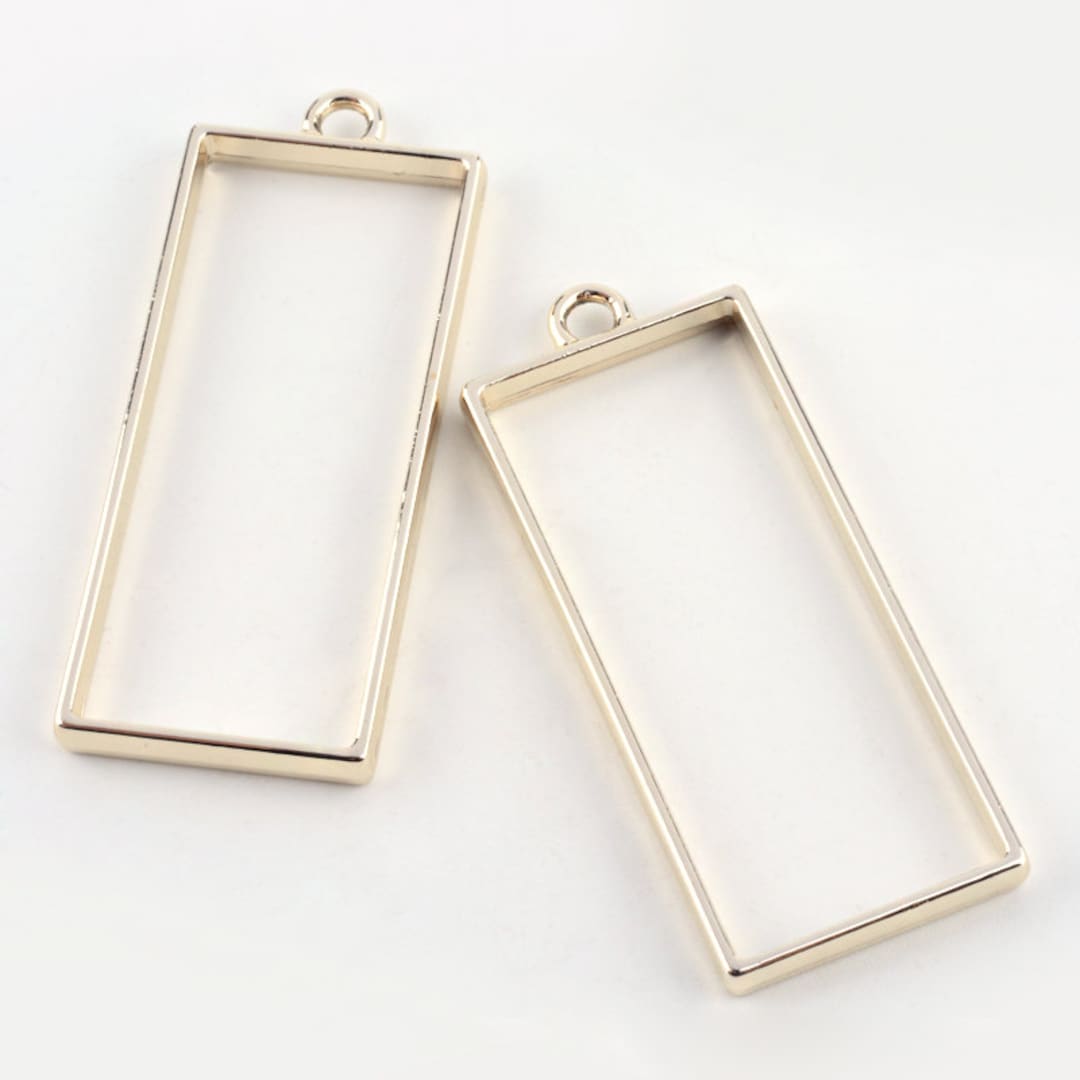 2 Golden Rectangle Open Bezel Pendant, Resin Charms, Resin Bezels ...