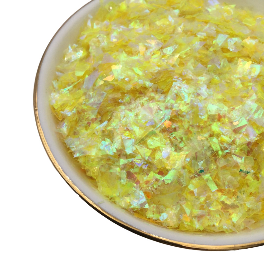LIGHT YELLOW 10 Grams Cellophane Flakes Glitter, Solvent Resistant ...