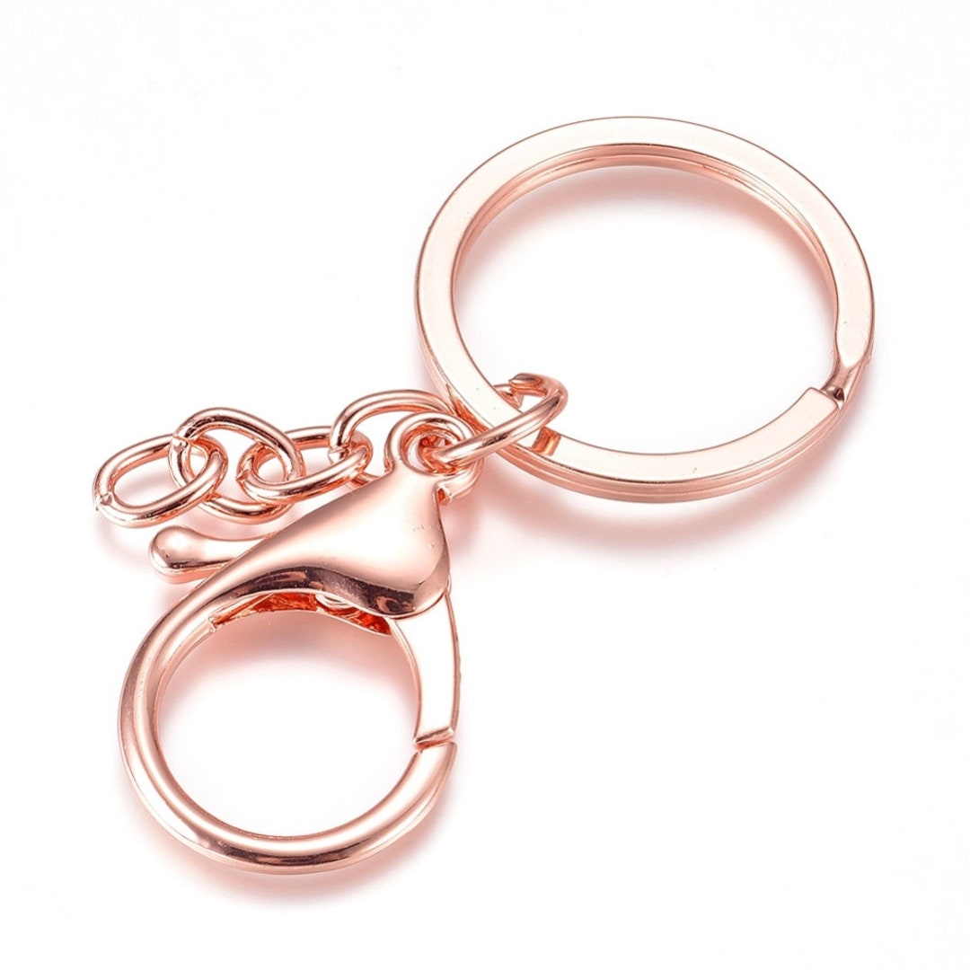 5 Rose Gold Swivel Lobster Clasp and Chain Keychain, Iron Key Clasps ...