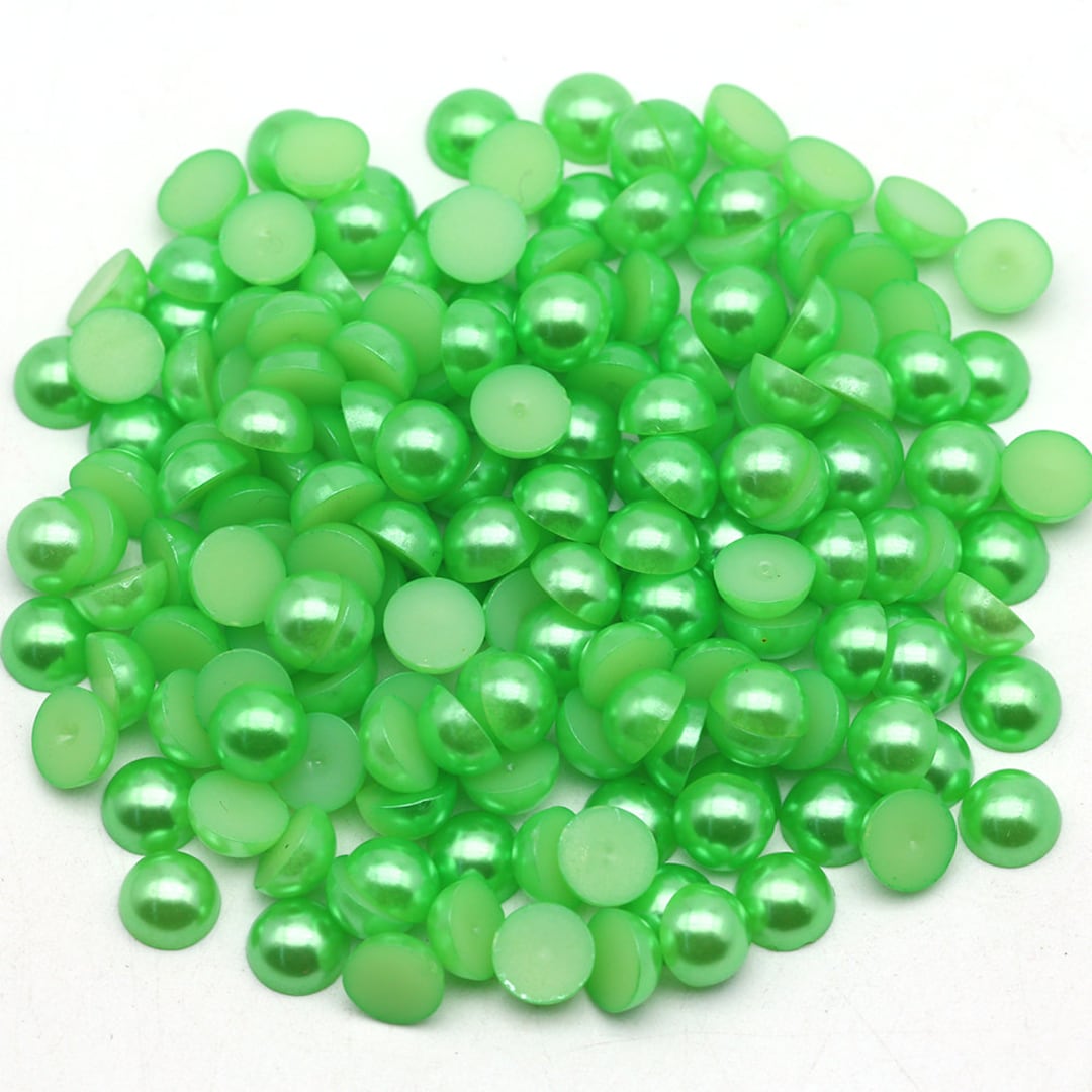 Lime Green Flat Back Pearls, Choose Size, 3mm, 4mm, 5mm, 6mm, 8mm or ...