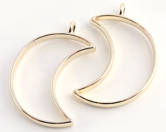 2 Golden Rectangle Open Bezel Pendant, Resin Charms, Resin Bezels ...