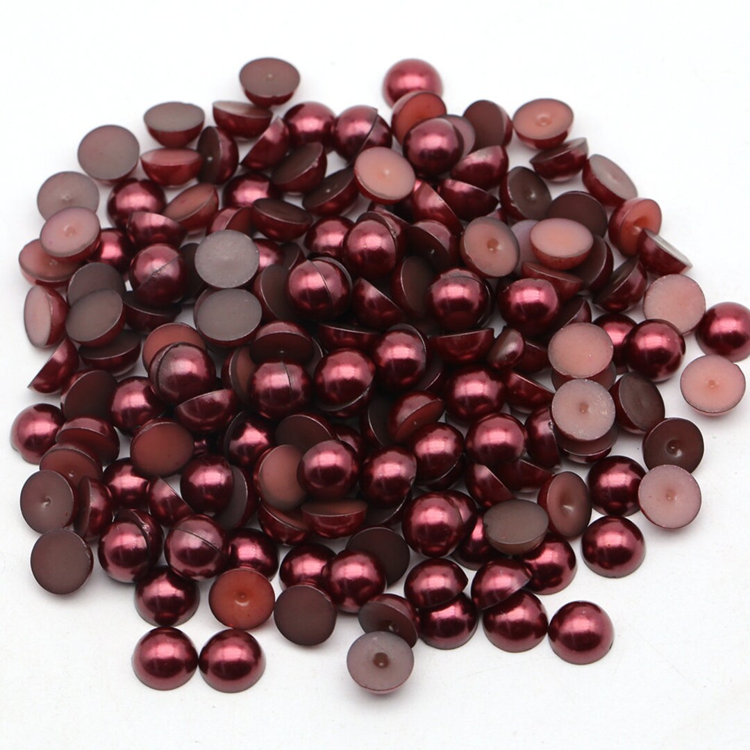 Maroon Flat Back Pearls, Choose Size, 3mm, 4mm, 5mm, 6mm, 8mm or 10mm ...