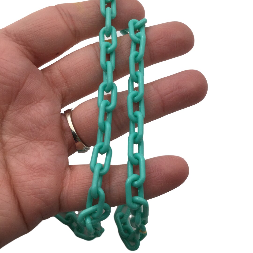 TEAL GREEN Plastic Chain 16 Inch, 8mm Wide - Etsy