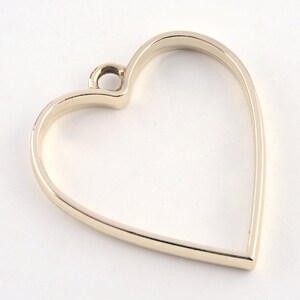 2 Gold Heart Open Bezel Pendant Resin Charms Resin Bezels - Etsy